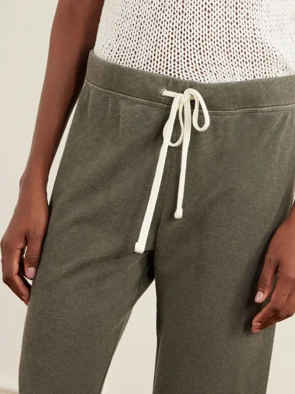 JAMES PERSE Cropped Brushed Cotton-terry Track Pants