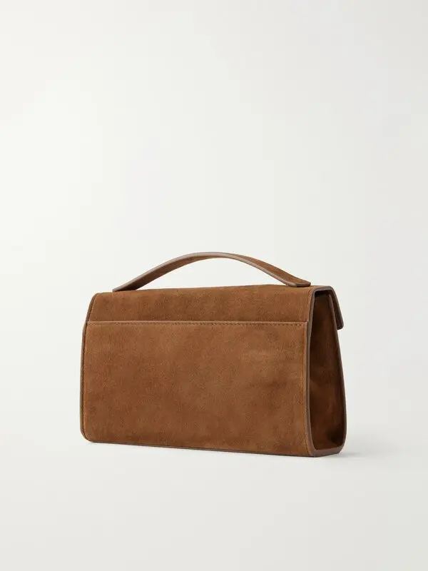 AQUAZZURA Alex Suede Clutch Bag - Brown