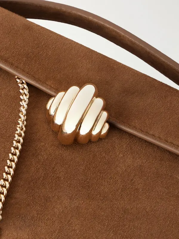 AQUAZZURA Alex Suede Clutch Bag - Brown