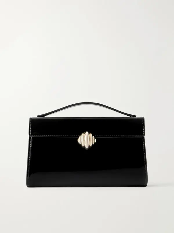 AQUAZZURA Alex Patent-leather Clutch - Black