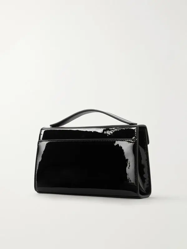 AQUAZZURA Alex Patent-leather Clutch - Black
