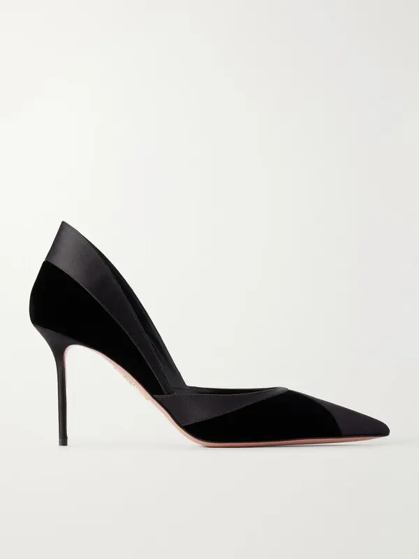AQUAZZURA Shadow 85 Velvet And Satin Pumps