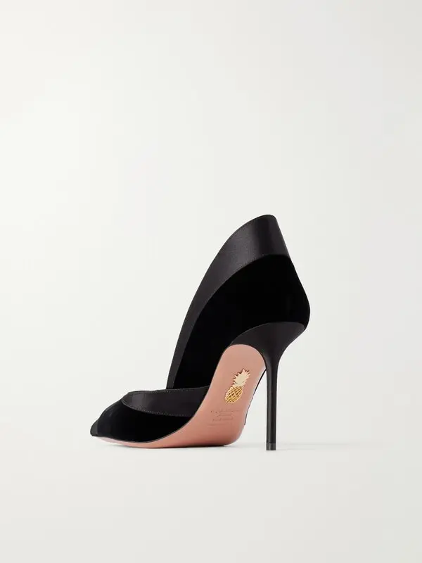 AQUAZZURA Shadow 85 Velvet And Satin Pumps