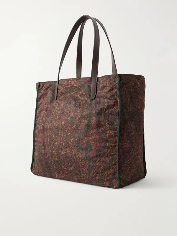 Etro Printed Leather-trimmed Shell Tote Bag