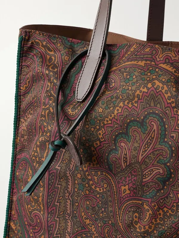 Etro Printed Leather-trimmed Shell Tote Bag