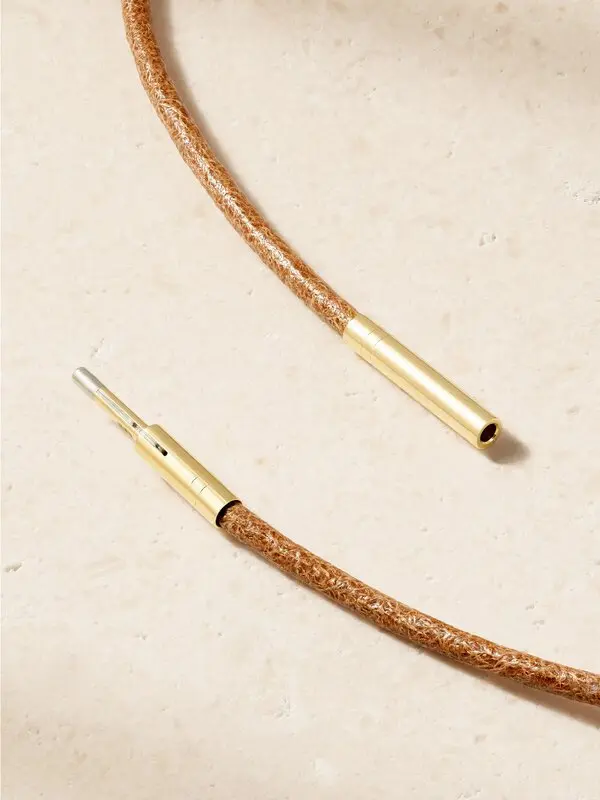 MARIE LICHTENBERG Micro Weight 18-karat And Leather Necklace - Gold
