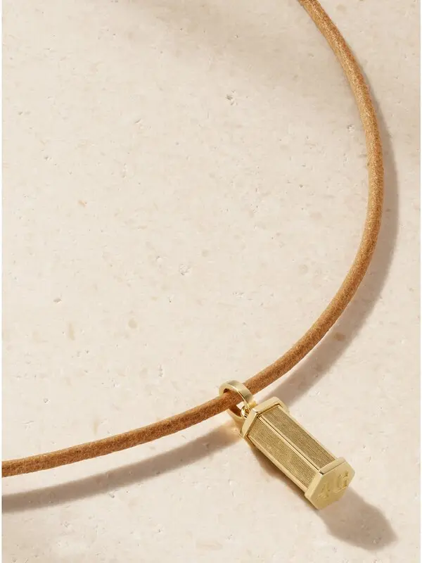 MARIE LICHTENBERG Micro Weight 18-karat And Leather Necklace - Gold