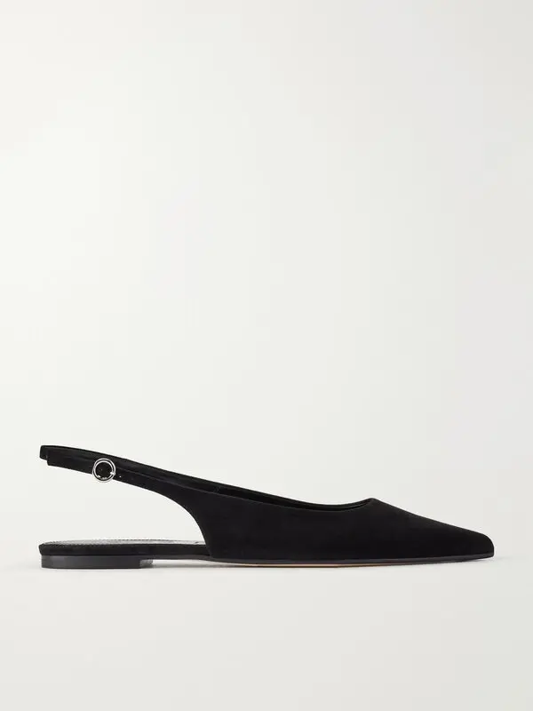 AeydĒ Annora Suede Slingback Flats - Black