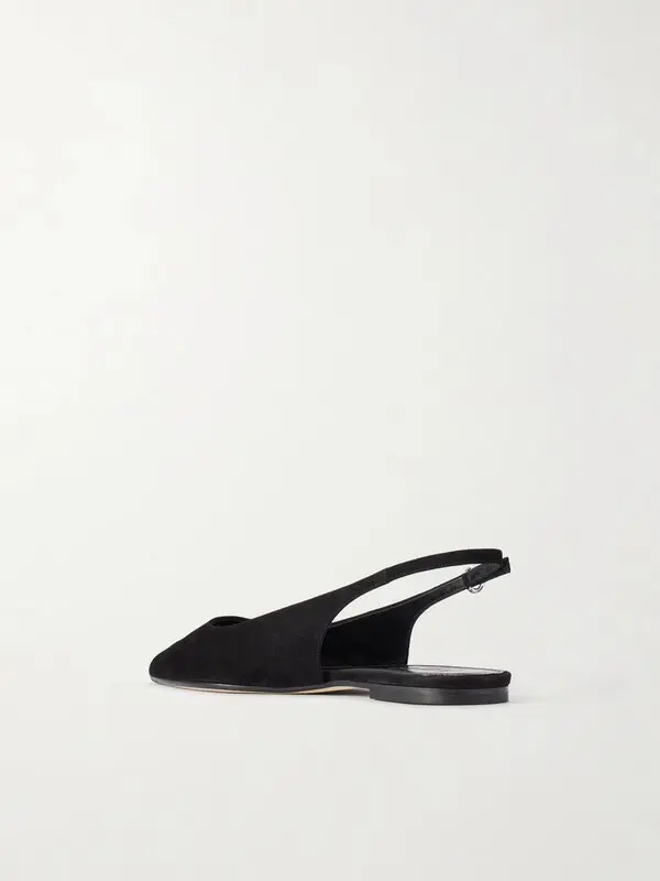 AeydĒ Annora Suede Slingback Flats - Black