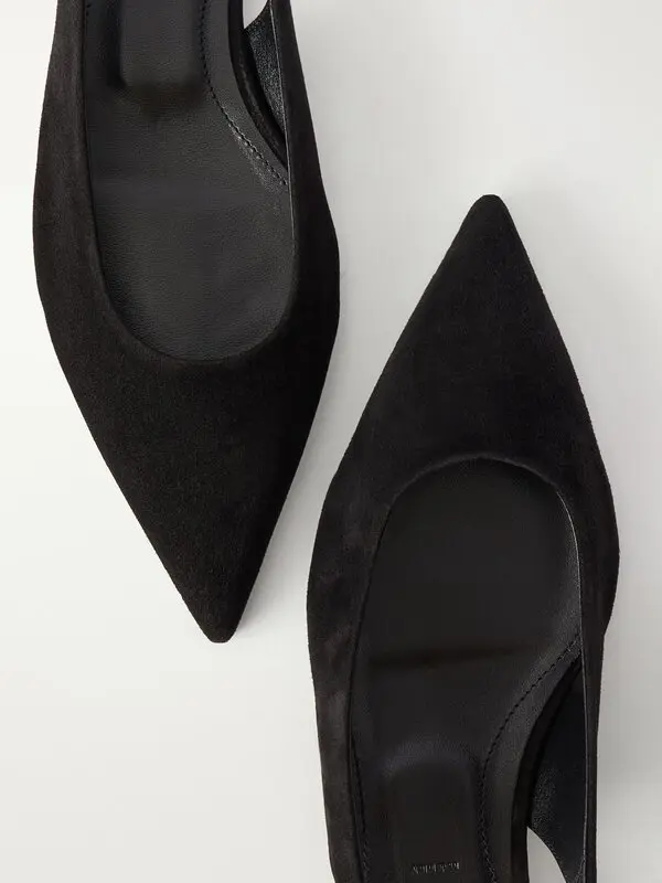 AeydĒ Annora Suede Slingback Flats - Black