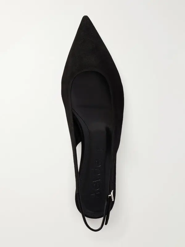 AeydĒ Annora Suede Slingback Flats - Black