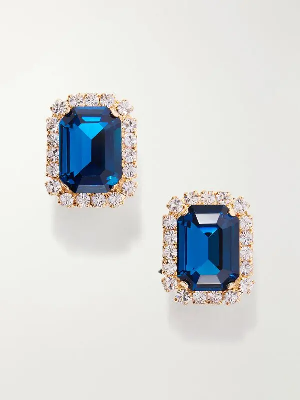 JENNIFER BEHR Diana Gold-plated Crystal Earrings - Blue