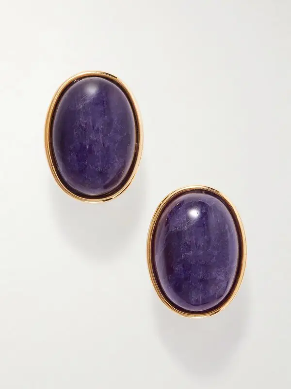 JENNIFER BEHR Elaine Gold-tone Amethyst Earrings - Purple