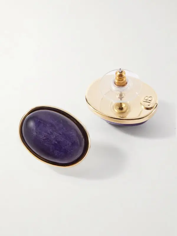 JENNIFER BEHR Elaine Gold-tone Amethyst Earrings