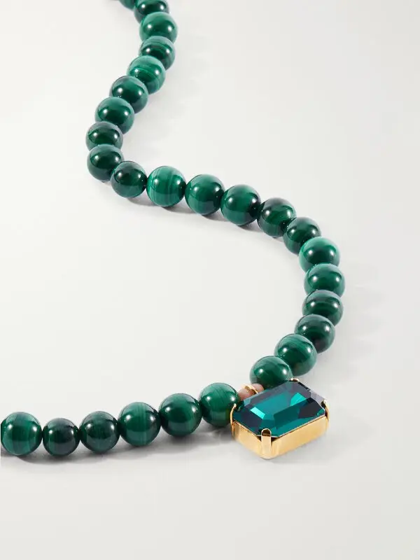 JENNIFER BEHR Sidonie Gold-tone Malachite And Crystal Necklace