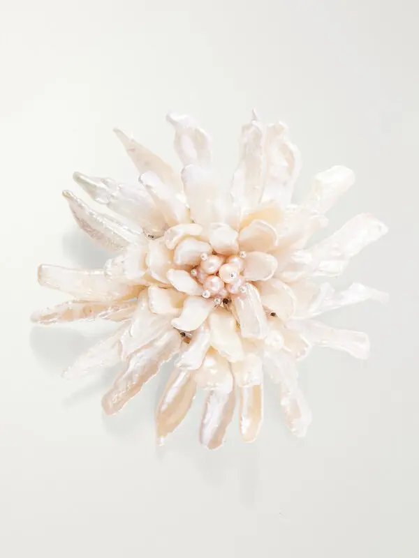 JENNIFER BEHR Blythe Pearl And Crystal Brooch - White