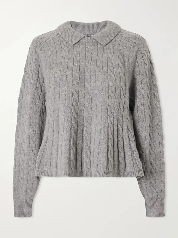 Polo Ralph Lauren Cable-knit Wool And Cashmere-blend Peplum Sweater