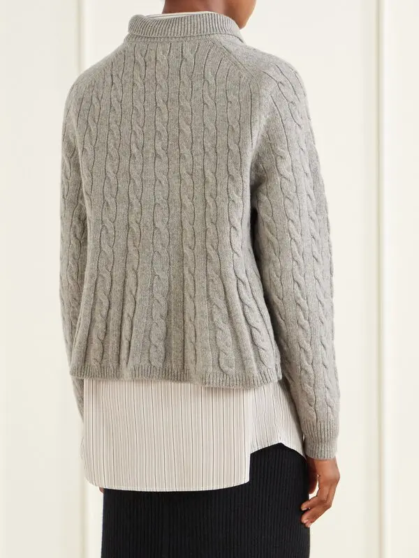 Polo Ralph Lauren Cable-knit Wool And Cashmere-blend Peplum Sweater