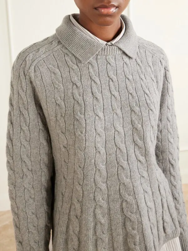 Polo Ralph Lauren Cable-knit Wool And Cashmere-blend Peplum Sweater