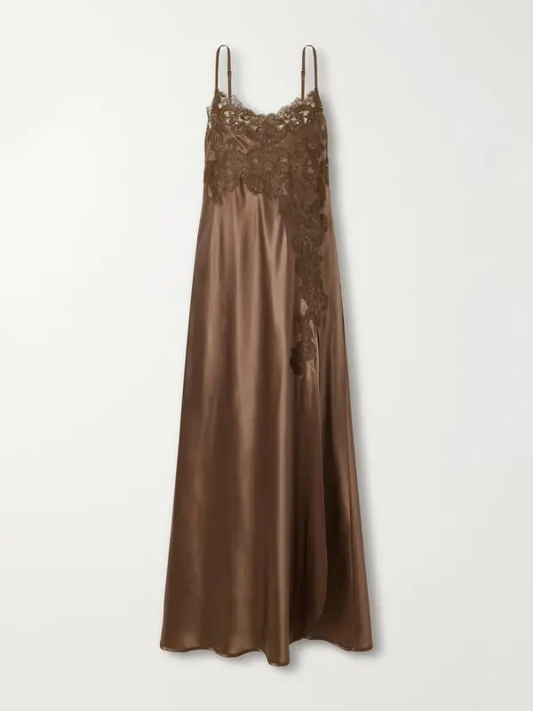 Loretta Caponi Grimilde Lace-trimmed Silk Maxi Dress