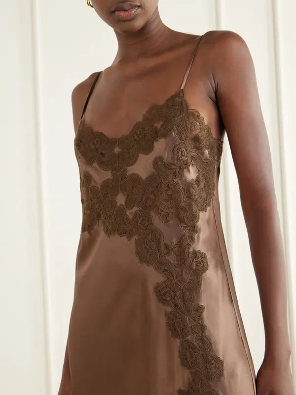 Loretta Caponi Grimilde Lace-trimmed Silk Maxi Dress
