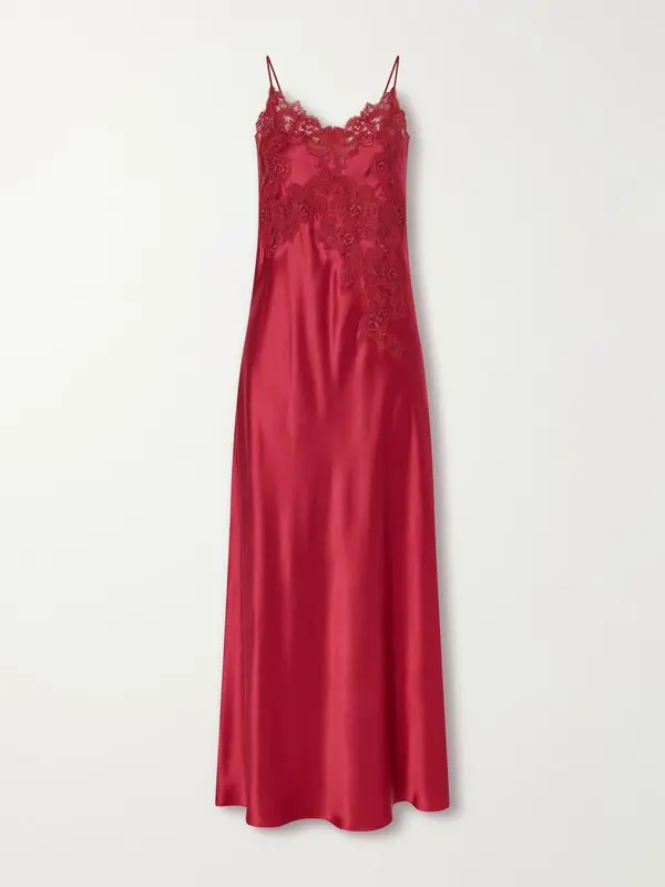 Loretta Caponi Grimilde Lace-trimmed Silk Maxi Dress