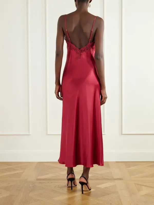 Loretta Caponi Grimilde Lace-trimmed Silk Maxi Dress