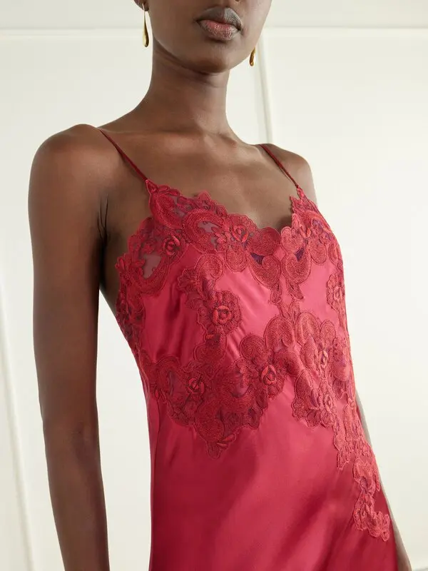 Loretta Caponi Grimilde Lace-trimmed Silk Maxi Dress