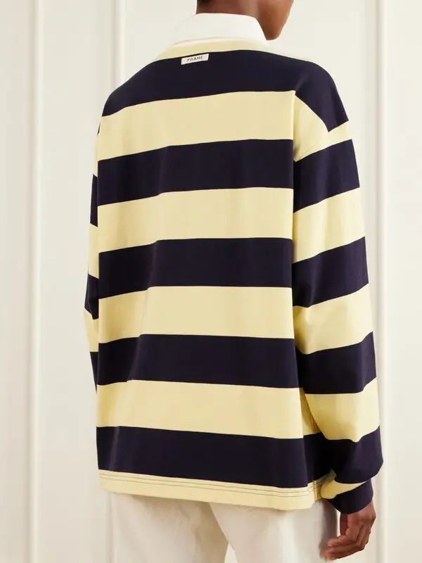 FRAME Sotheby's Striped Cotton-jersey Polo Sweater