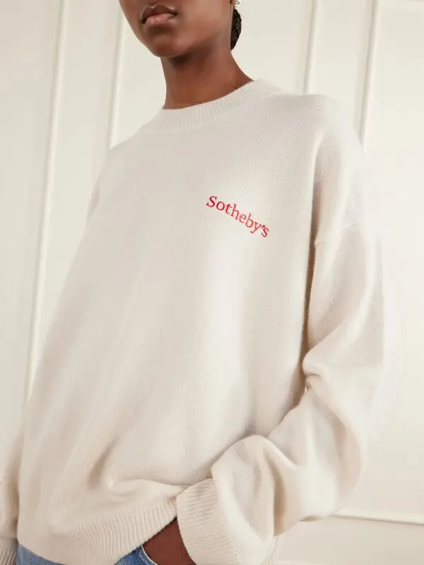 FRAME Sotheby's Logo-embroidered Cashmere Sweater