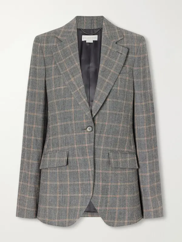 Stella McCartney Prince Of Wales Wool Blazer - Gray