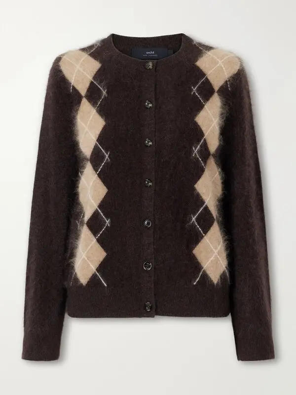 Arch4 Arlo Argyle Brushed Cashmere Cardigan