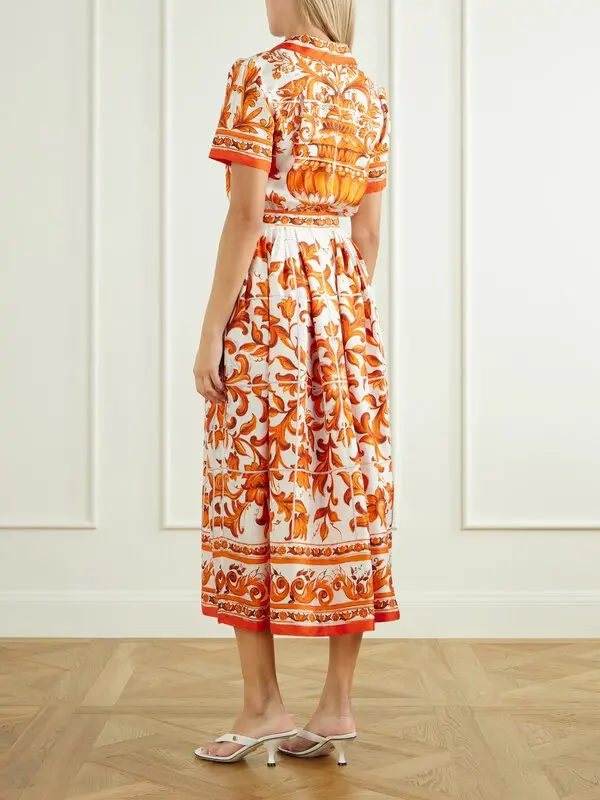 Dolce & Gabbana Floral-printed Silk-twill Midi Dress