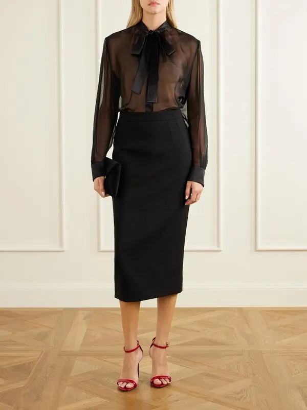Dolce & Gabbana Bow-detailed Silk-chiffon Blouse