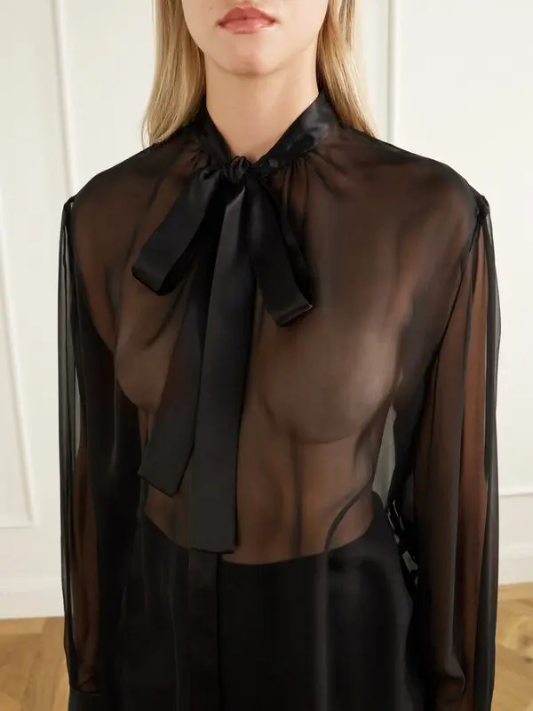 Dolce & Gabbana Bow-detailed Silk-chiffon Blouse