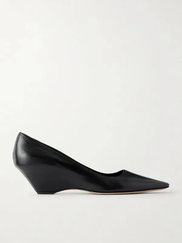 THE ROW Liisa Leather Wedge Pumps
