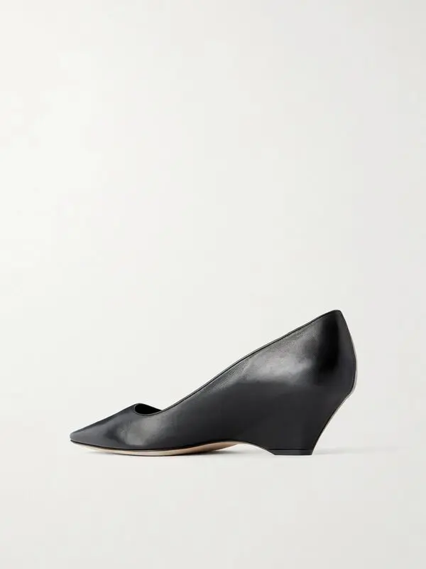 THE ROW Liisa Leather Wedge Pumps