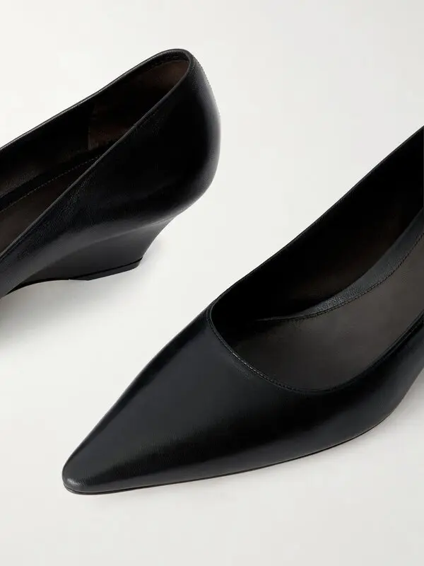 THE ROW Liisa Leather Wedge Pumps