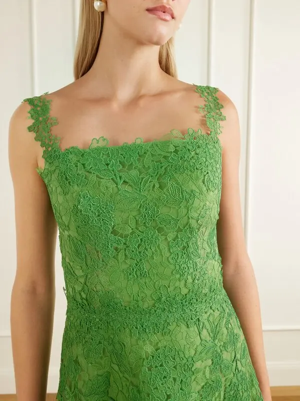 Carolina Herrera Lace-trimmed Crepe Midi Dress