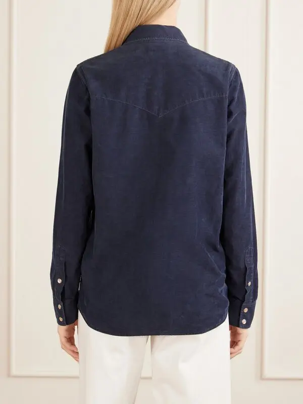 NILI LOTAN Travis Cotton-corduroy Shirt - Blue