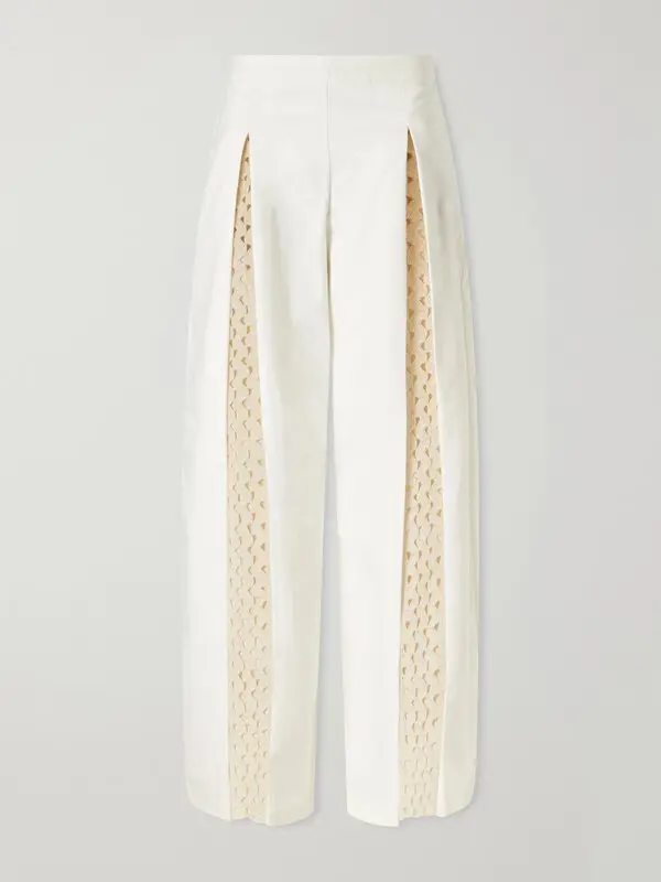 Escvdo Cielo Pleated Cotton Wide-leg Jeans