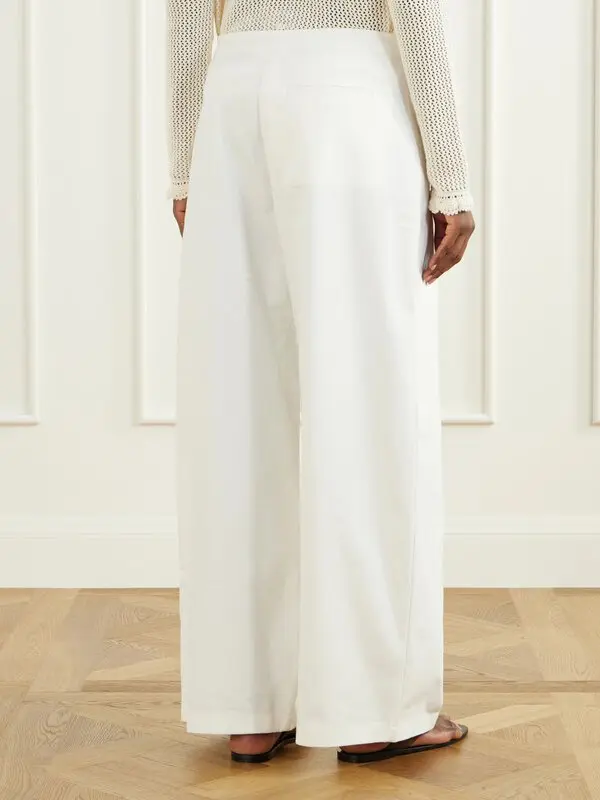 Escvdo Cielo Pleated Cotton Wide-leg Jeans