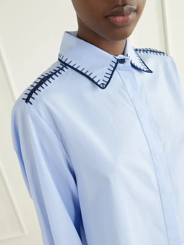 Escvdo Arcangel Embroidered Cotton-poplin Shirt