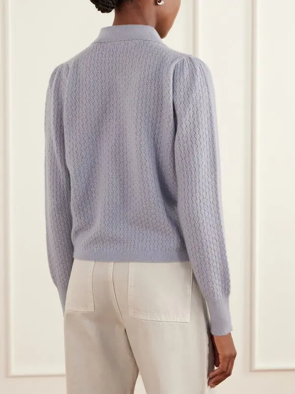 FRAME The Honeycomb Cashmere Polo Sweater