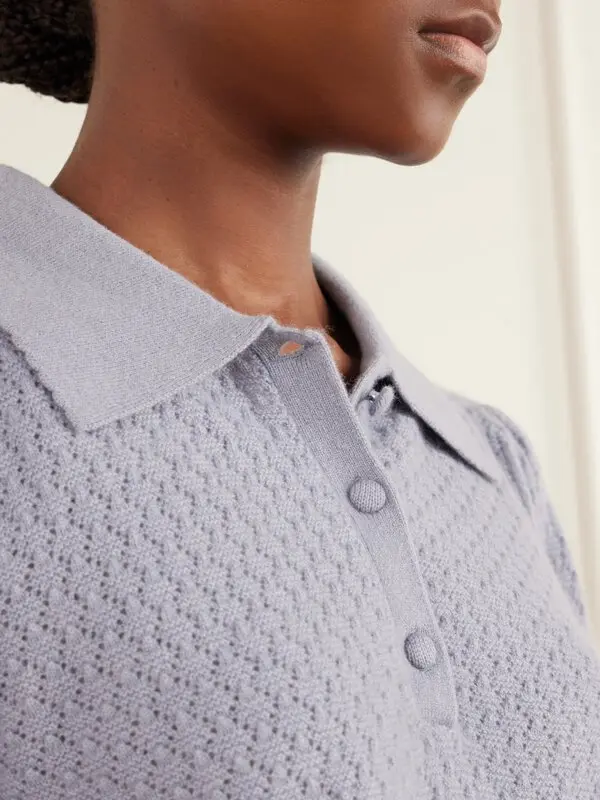 FRAME The Honeycomb Cashmere Polo Sweater