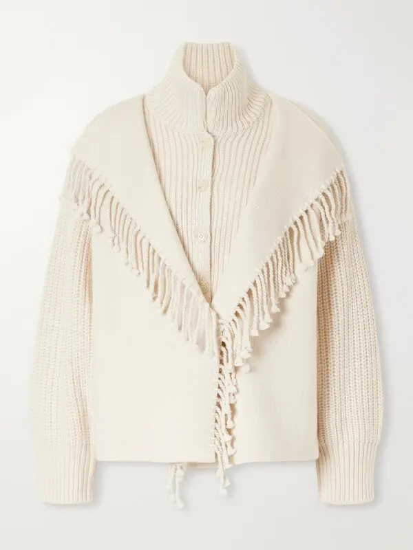 FRAME Fringed Wool Cardigan