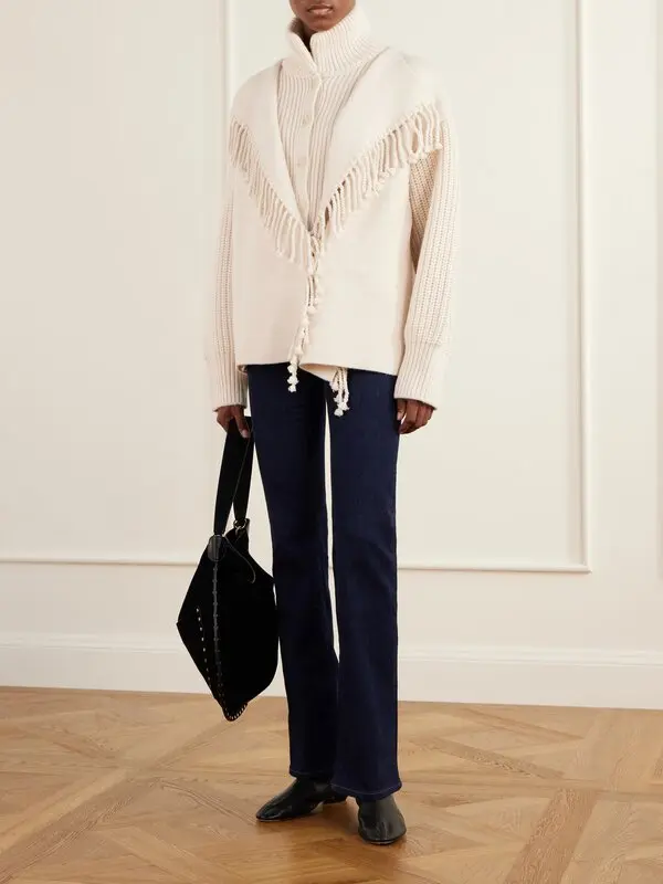 FRAME Fringed Wool Cardigan