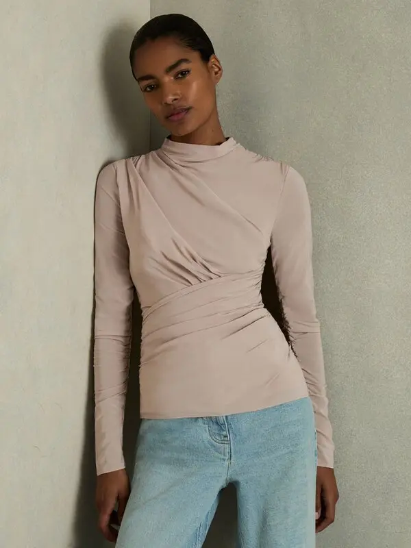 REISS Eleni Ruched Long Sleeve Top