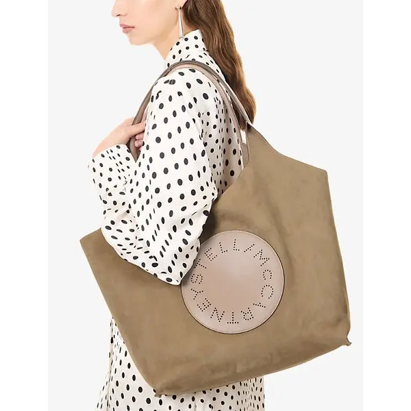 Stella McCartney Perforated-logo Vegan-suede Tote Bag