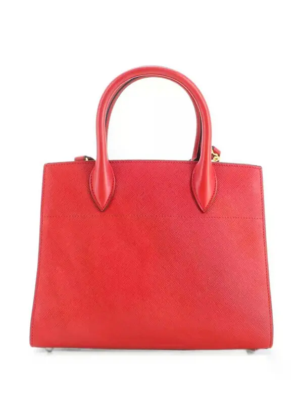 Prada Bibliotheque Saffiano And City Calf Tote Bag - Red